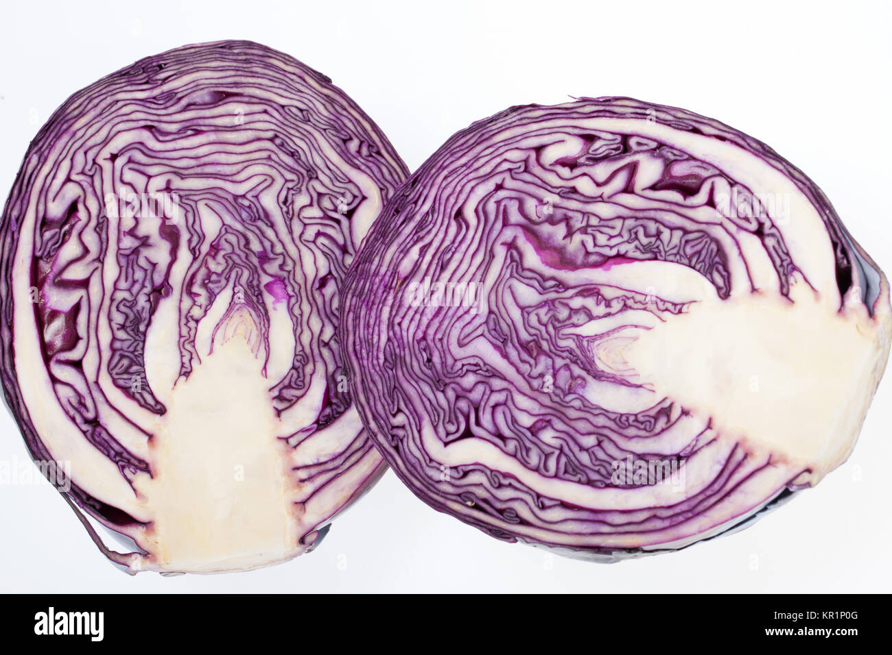 Red Cabbage cross section on White Background Stock Photo - Alamy