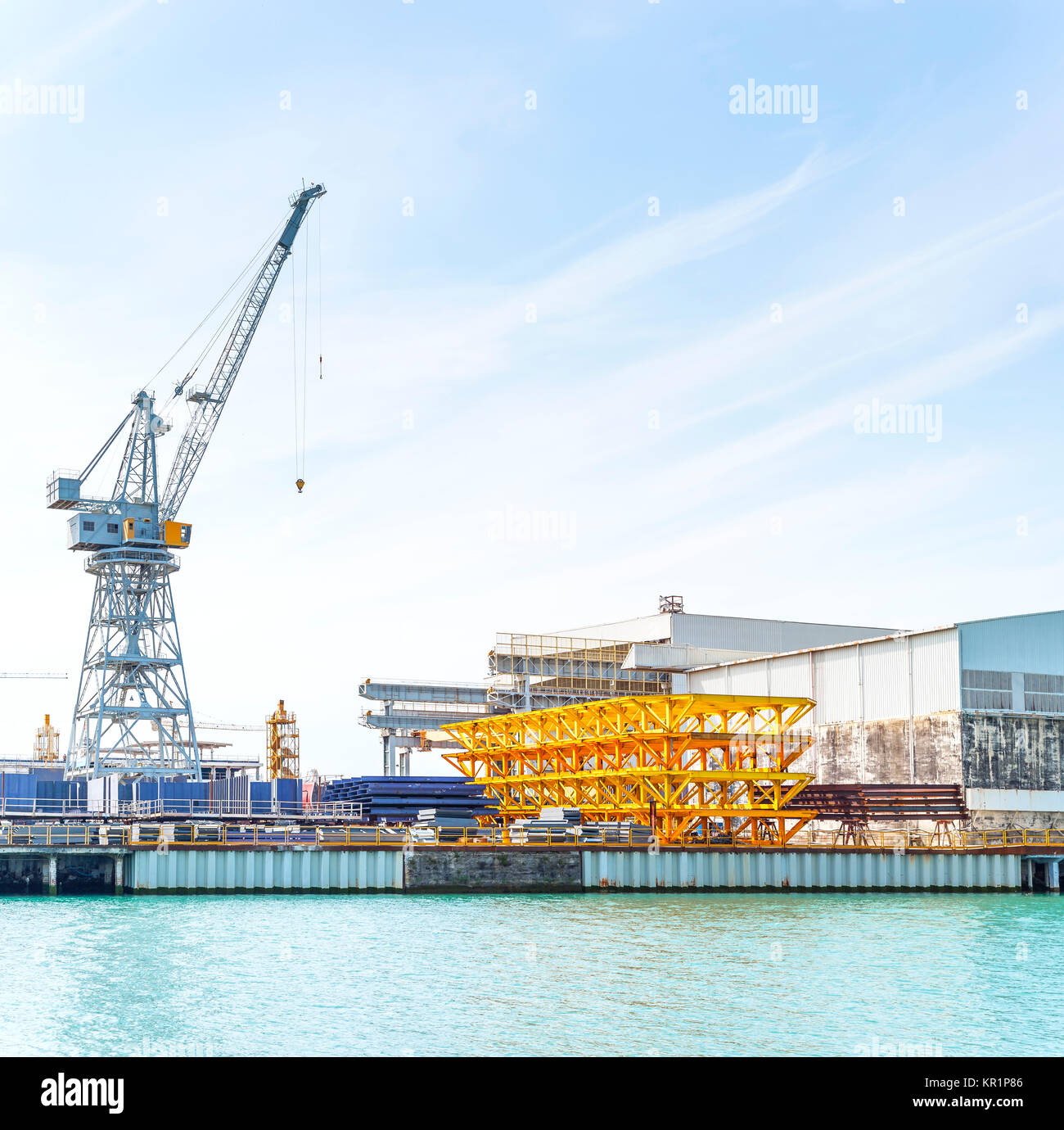 Cranes at work in the shipyard in Trieste Stock Photo - Alamy