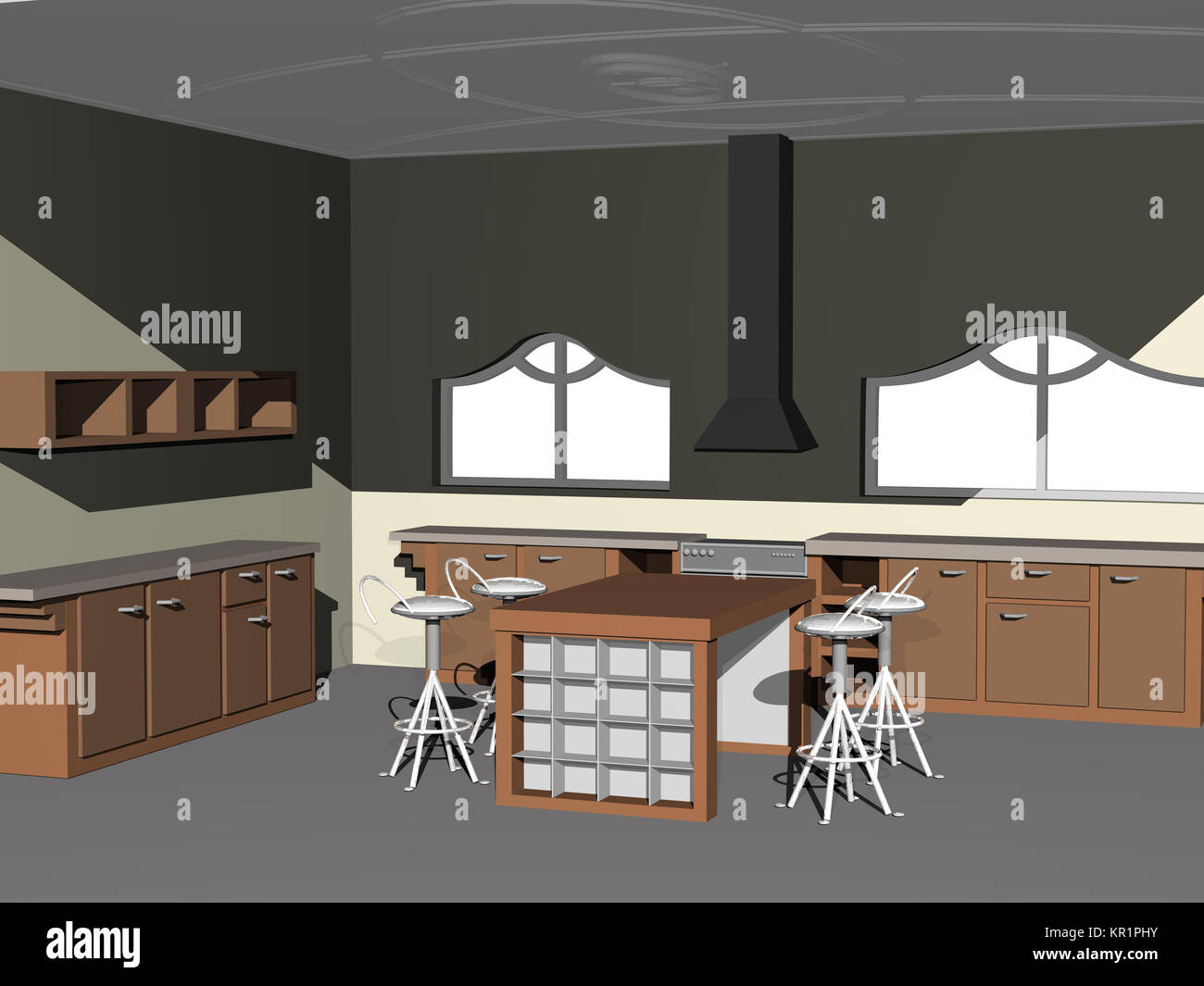 Kitchen with cupboards Stock Photo - Alamy