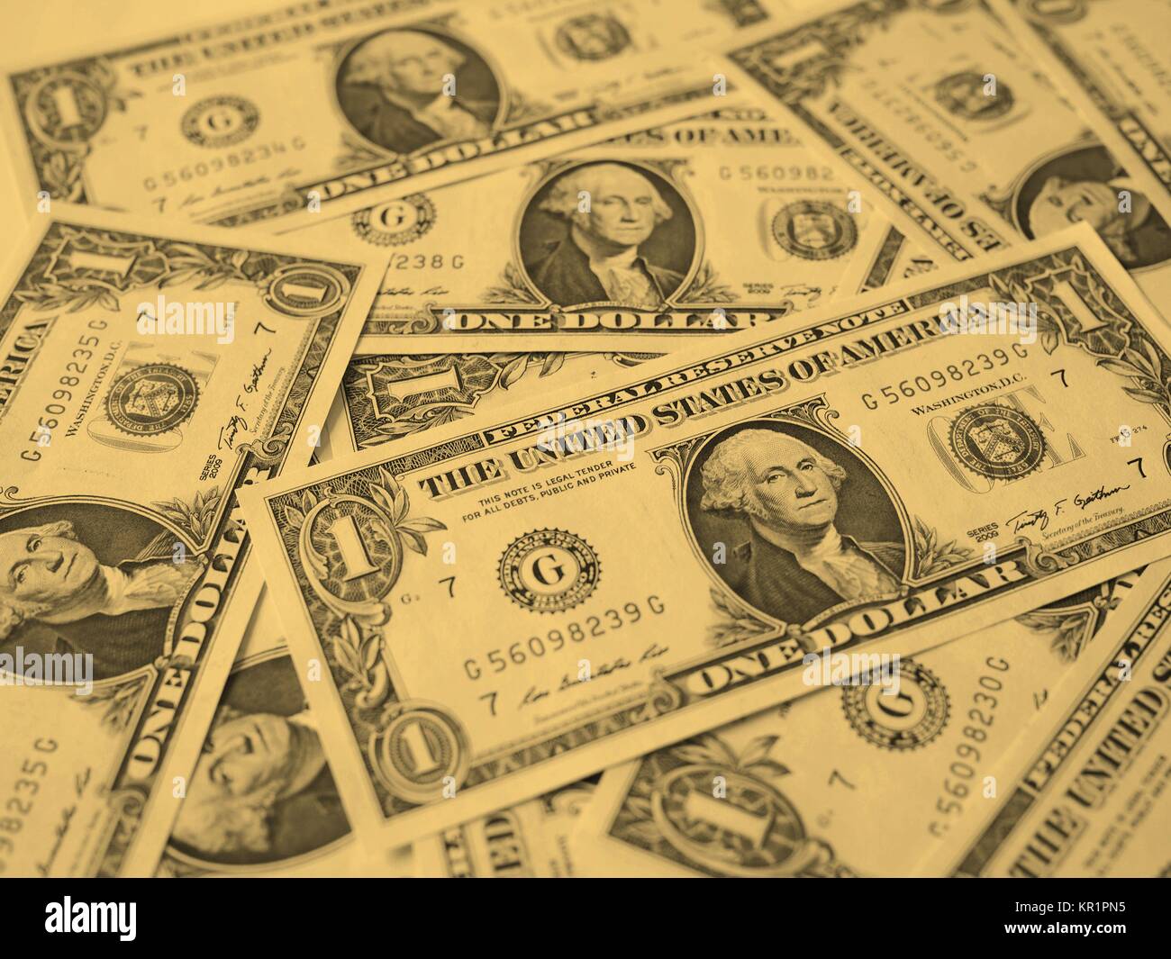 Dollar notes 1 Dollar - vintage Stock Photo - Alamy