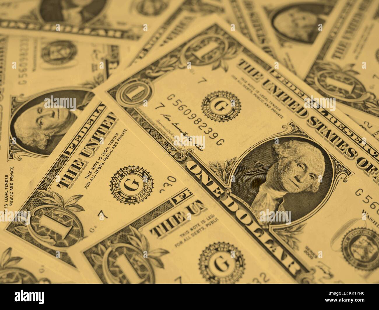 Dollar notes 1 Dollar - vintage Stock Photo - Alamy