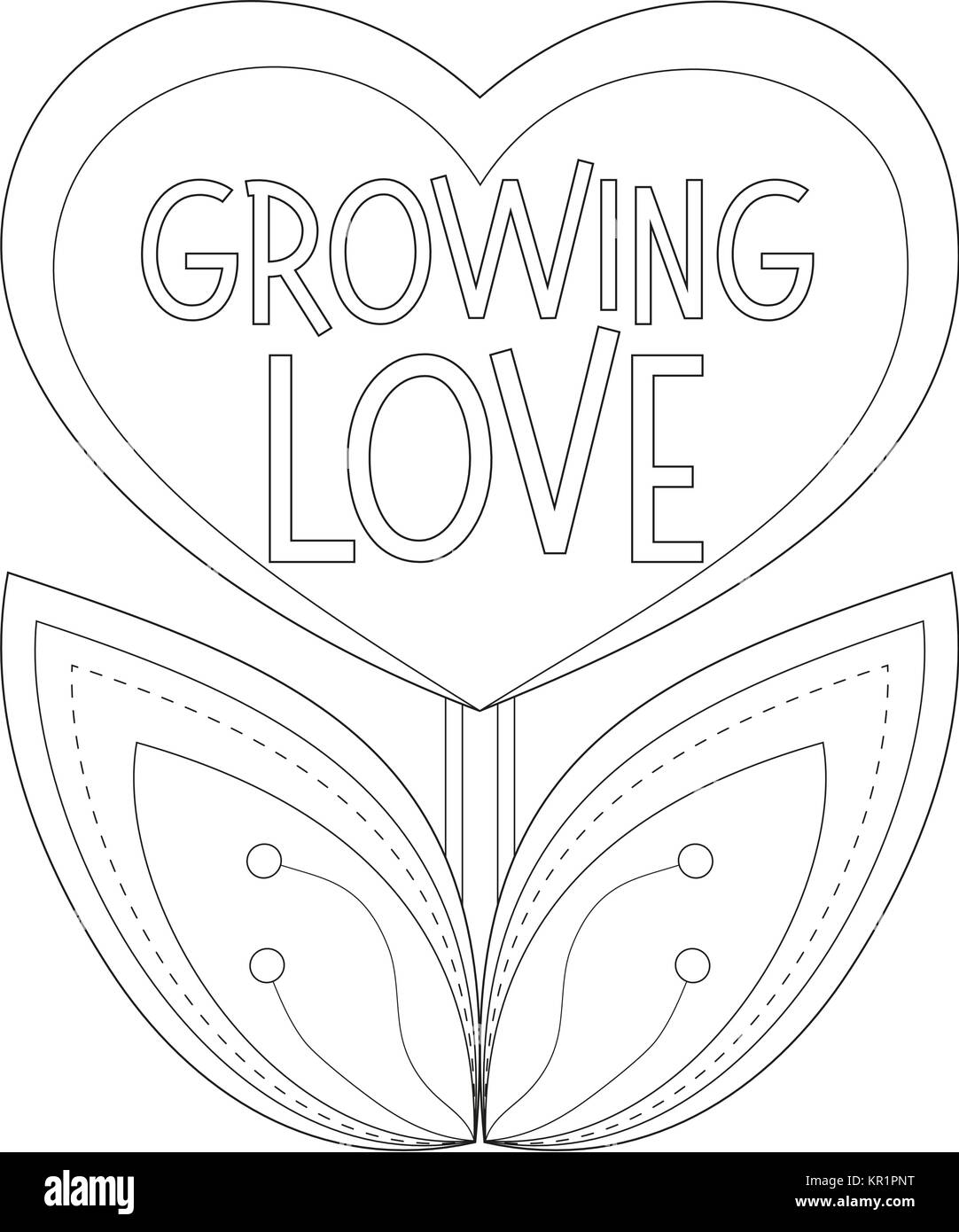 Growing love poster with heart shaped plant Stock Vector Image & Art ...