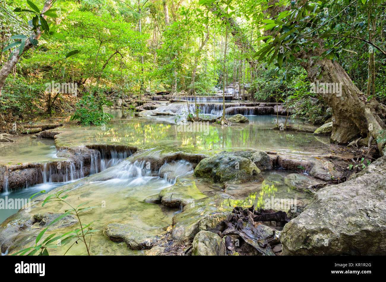 Erawan waterfall in Thailand Stock Photo - Alamy