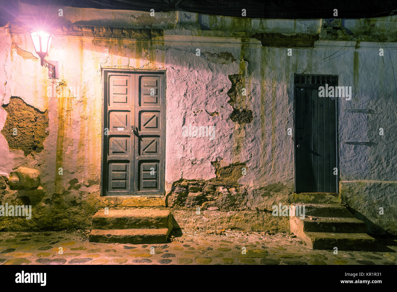 Colonial Building at Night Stock Photo - Alamy