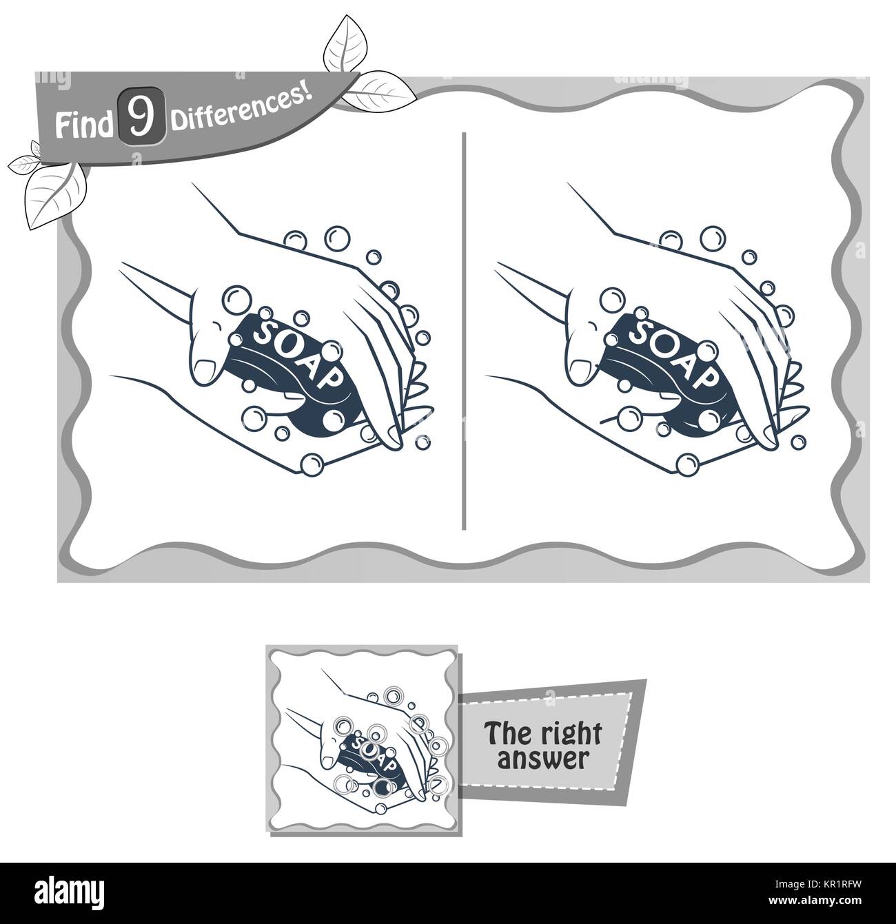 visual game for children and adults. Task to find 9 differences in the ...