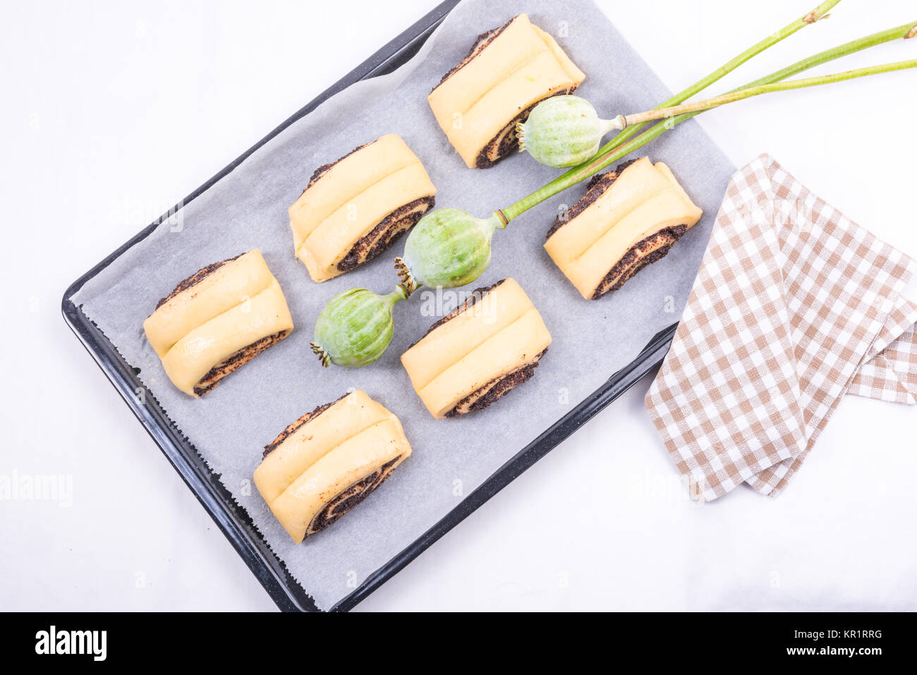 Raw Quick Poppy Seed Rolls Stock Photo - Alamy