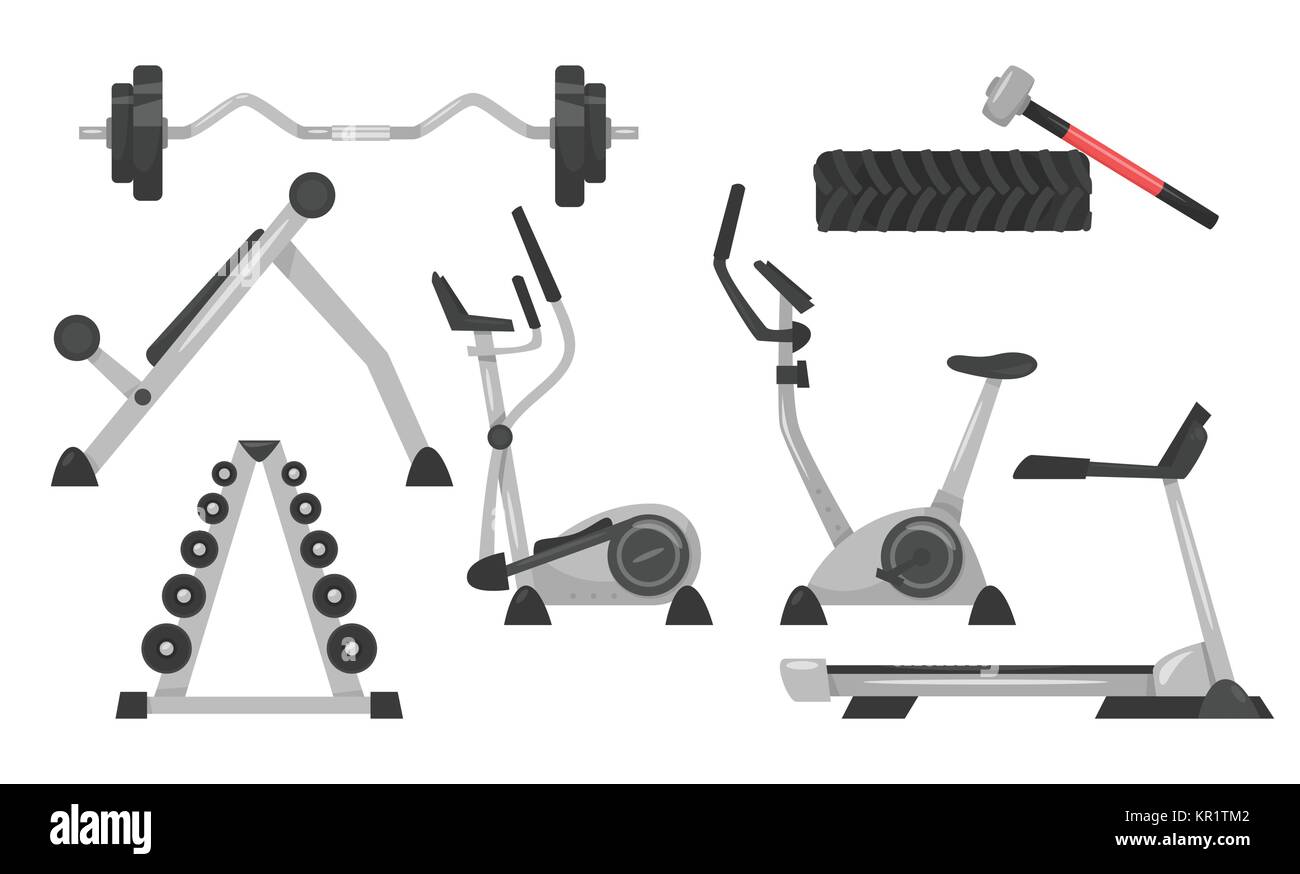 Sport equipment set cartoon fitness equipment for workout Stock Vector ...