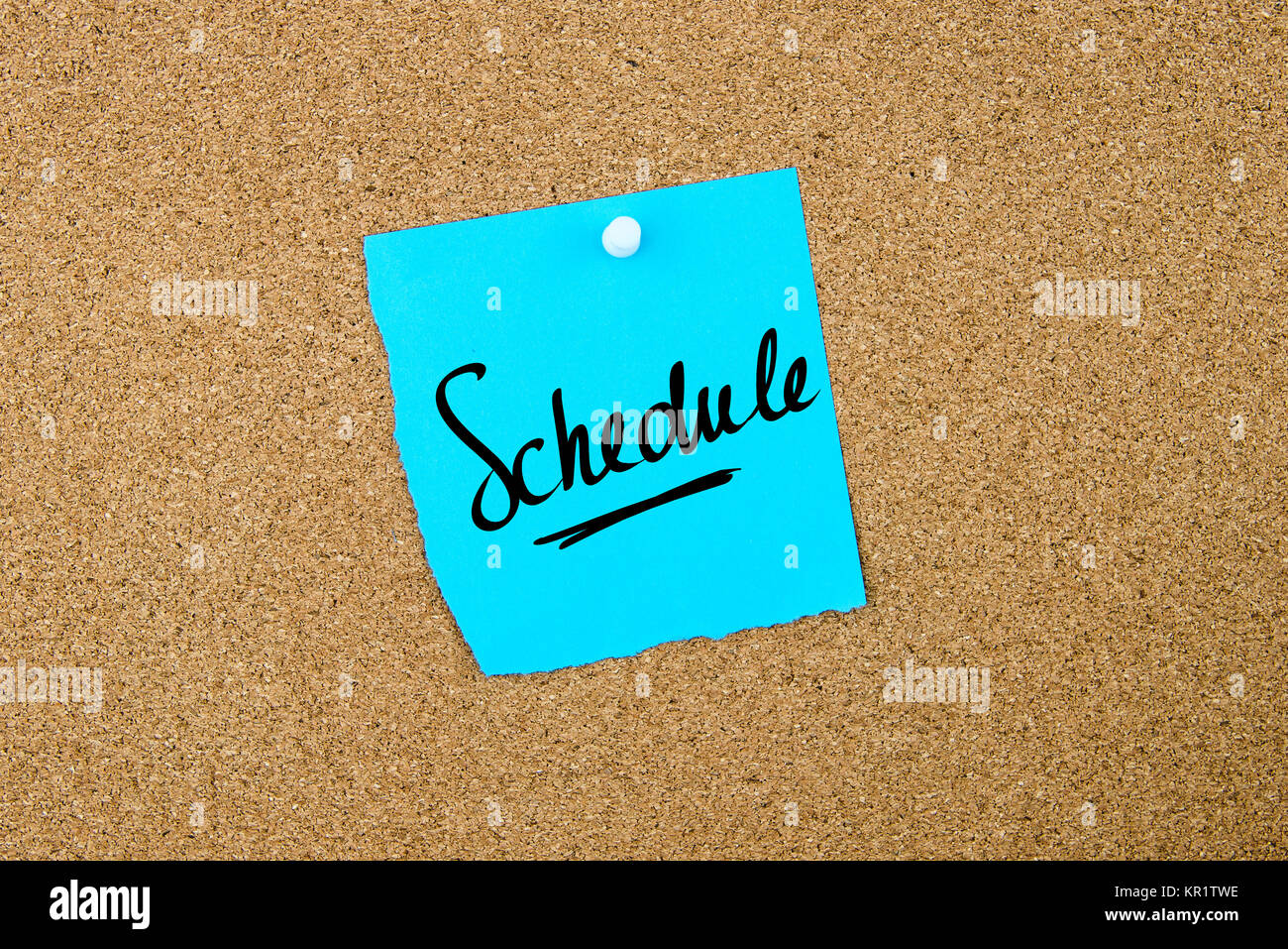 Schedule written on blue paper note Stock Photo - Alamy