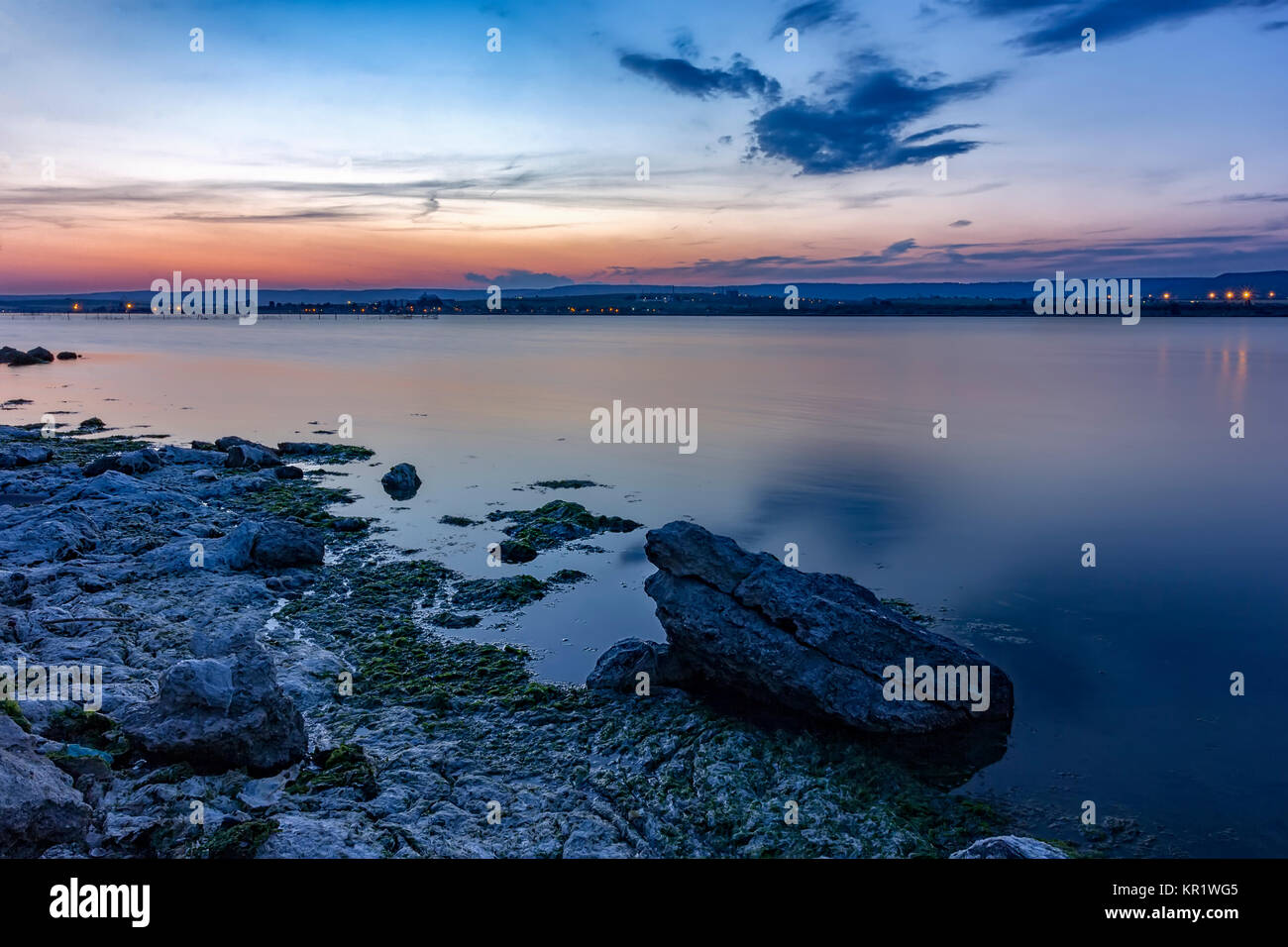 tranquility and calm long exposure sea after sunset Stock Photo - Alamy