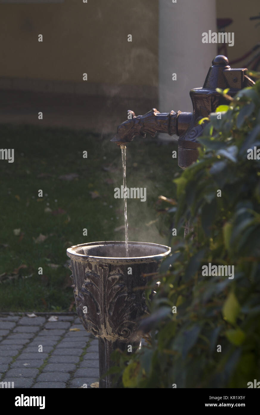 Hot Mineral water spring in the SPA island of Piestany,Slovakia .It is ...