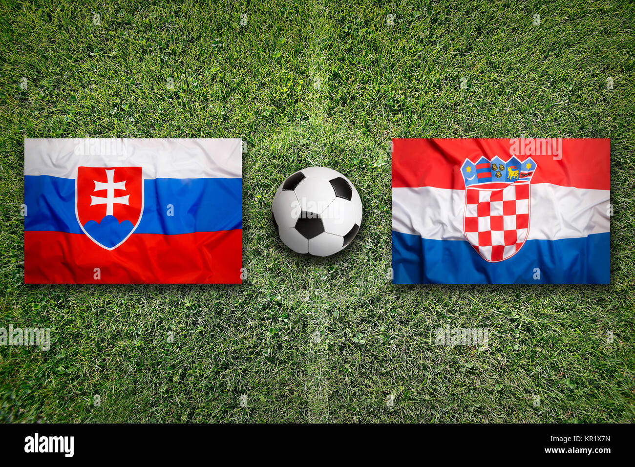 Slovakia vs. Croatia flags on soccer field Stock Photo - Alamy