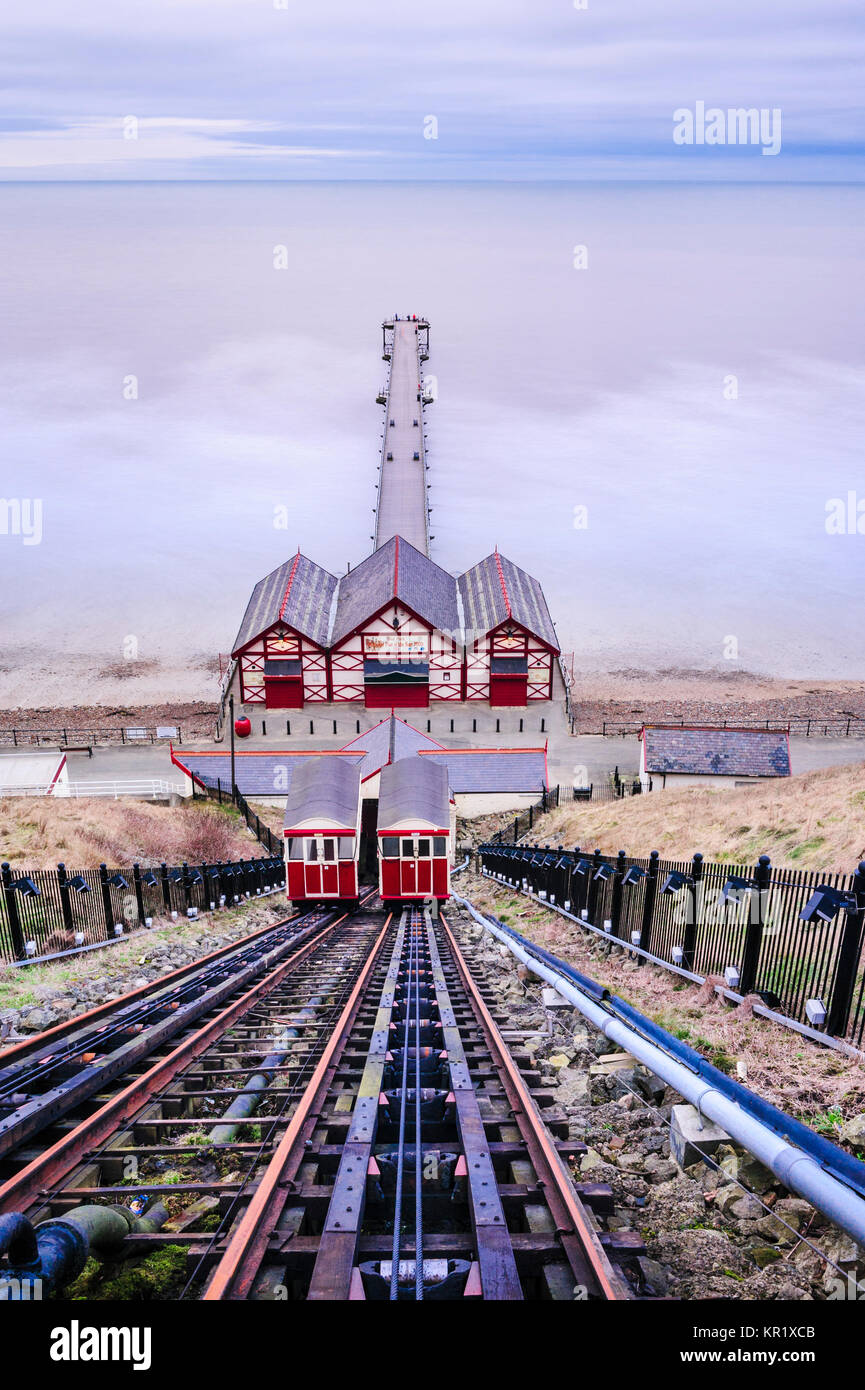 Saltburn Pier and Tramway, funicular railway or cliff lift is based on ...
