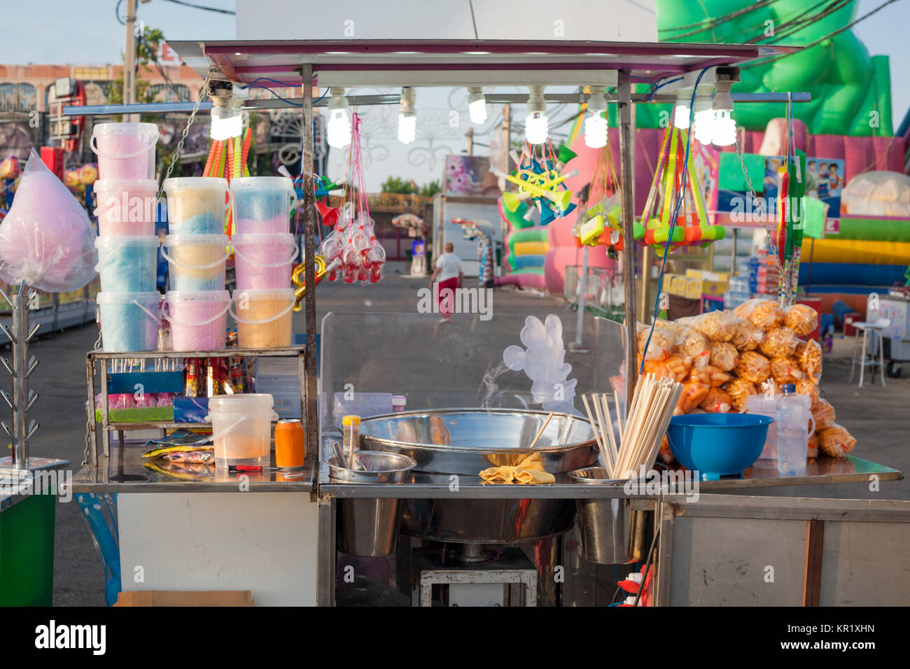 Funfair cotton candy stall Stock Photo - Alamy