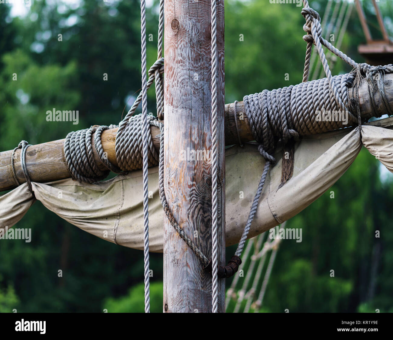 Horizontal vivid medieval pirate ship mast bokeh composition bac Stock ...