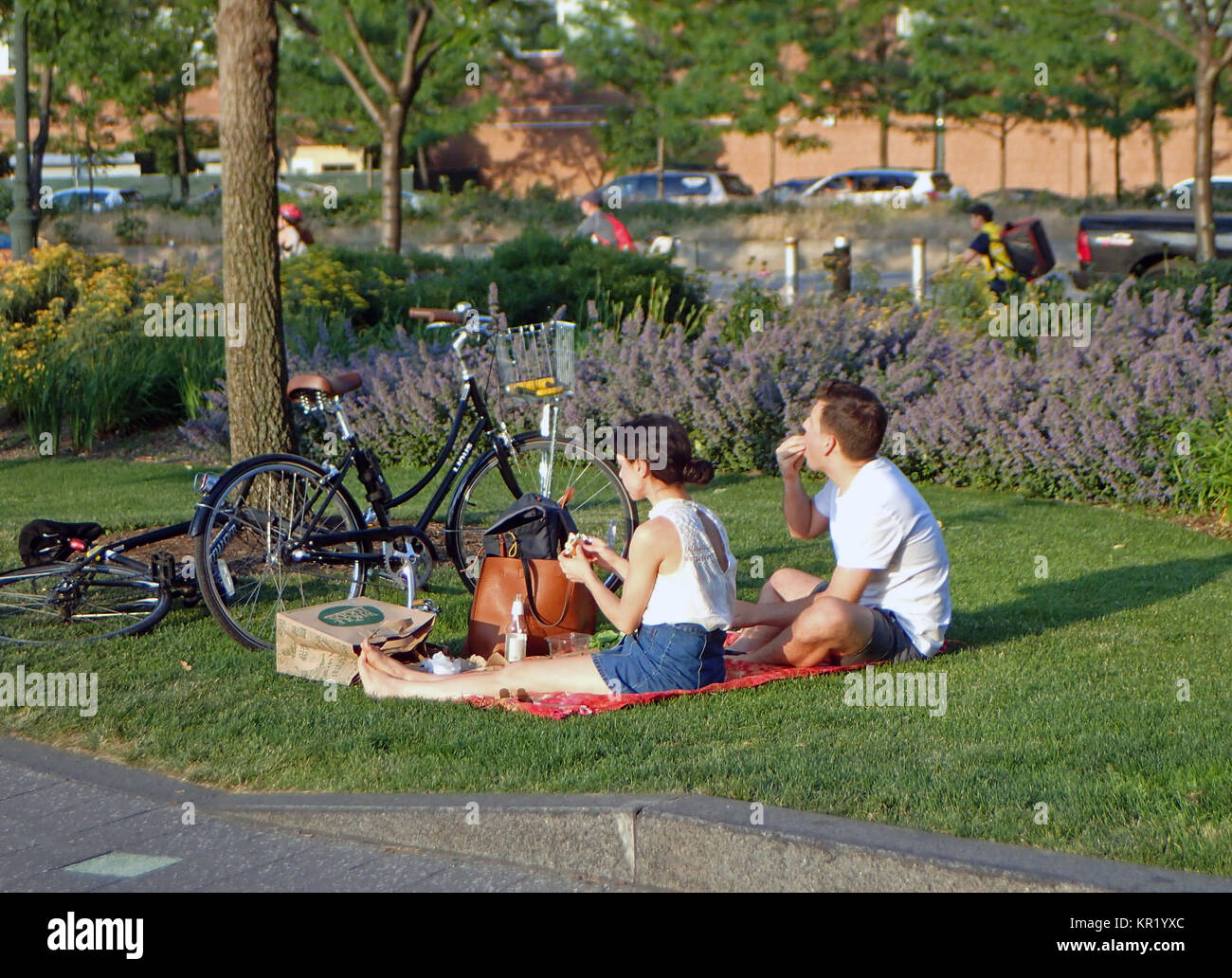Quick Picnic at Bike Rest Stock Photo - Alamy
