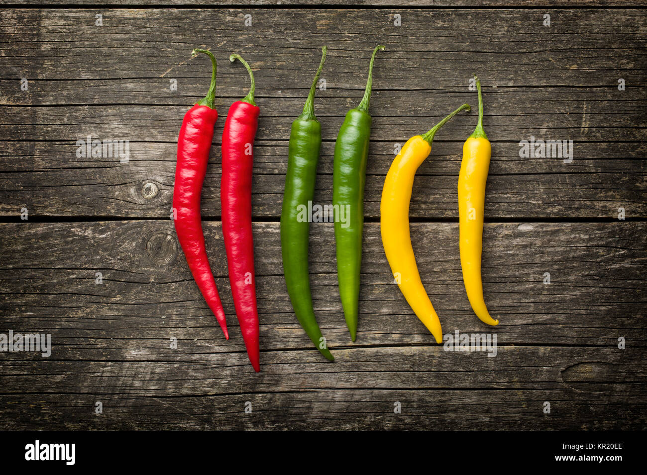 Different colors chilli peppers Stock Photo - Alamy