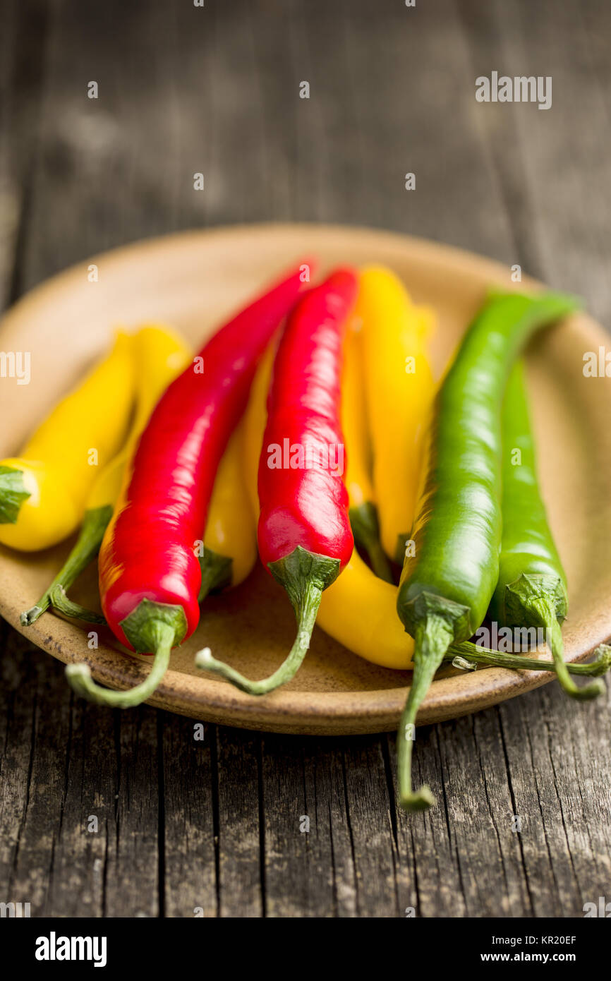 Different colors chilli peppers Stock Photo - Alamy