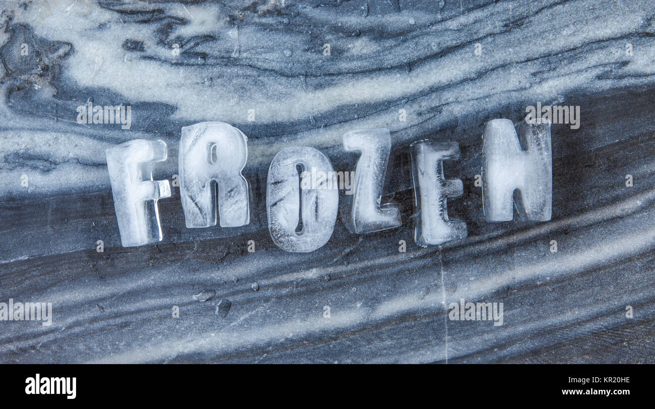 frozen lettering from ice Stock Photo - Alamy