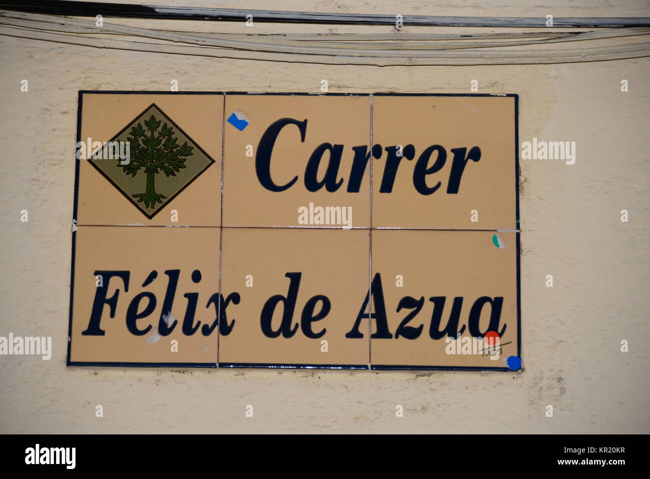 facades of the house,lloret de mar,girona province,street signs Stock ...