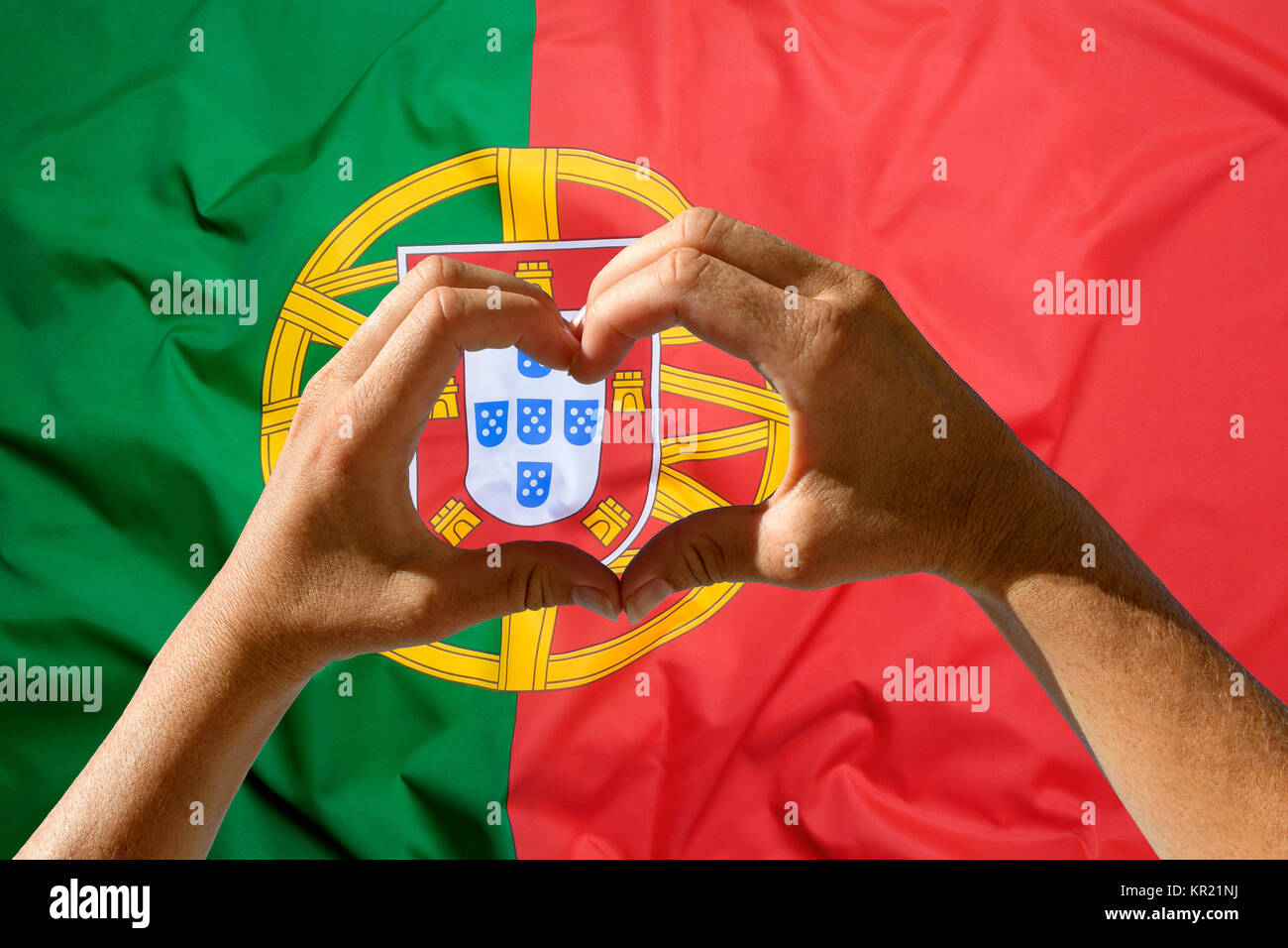 Hands heart symbol, Portugal flag Stock Photo - Alamy