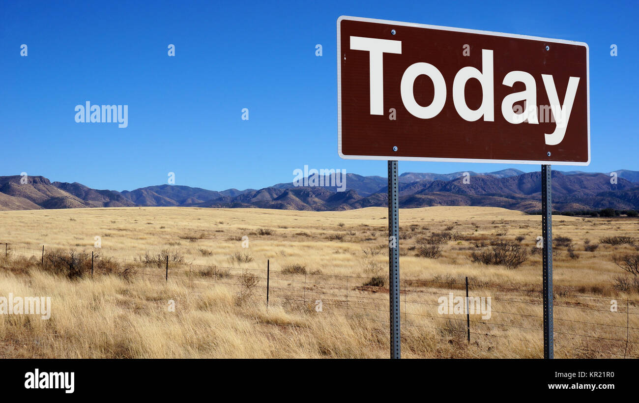 Today brown road sign Stock Photo - Alamy