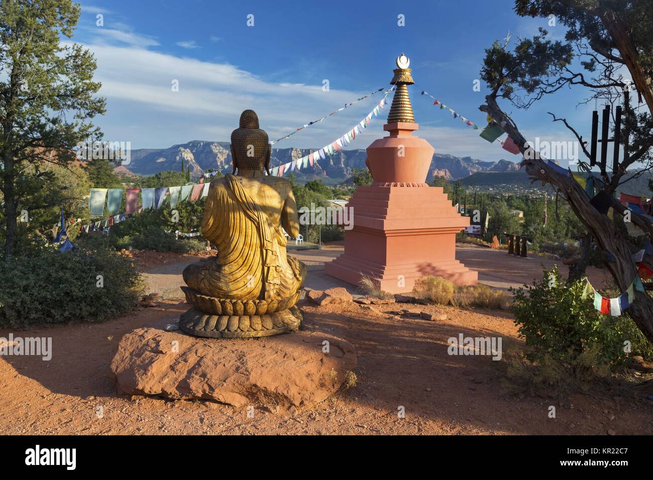 Amitabha Stupa, Buddha Statue and Prayer Flags Energy Vortex with ...