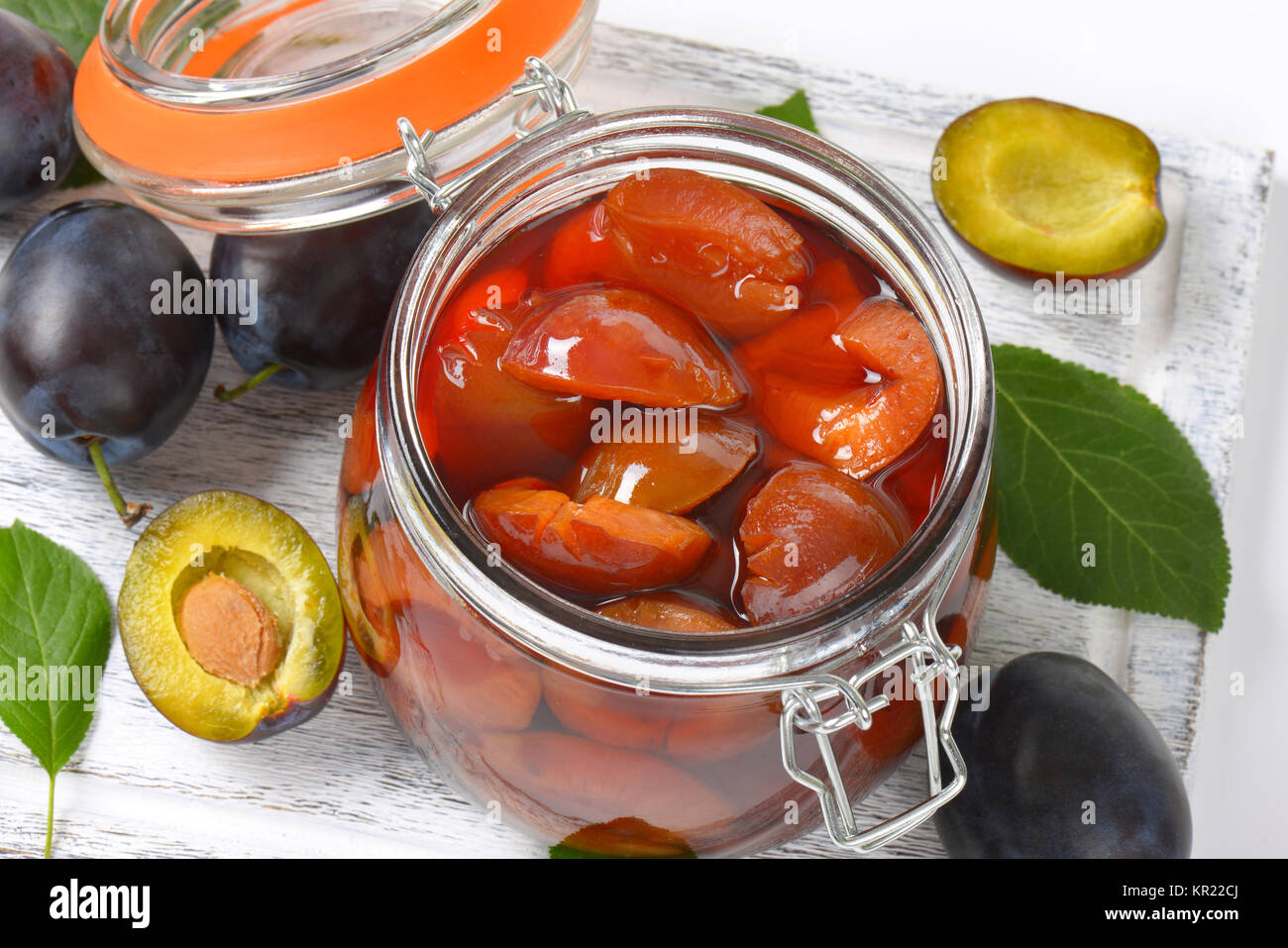 Plum compote in jar Stock Photo - Alamy