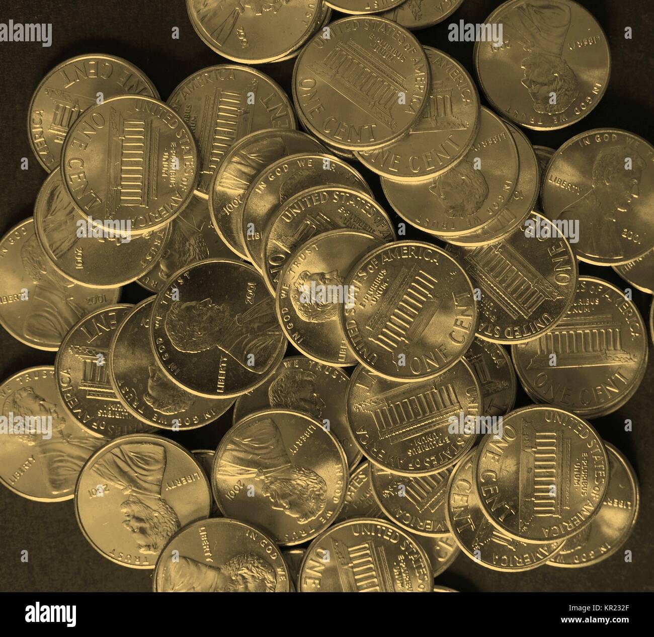 Dollar coins 1 cent wheat penny cent - vintage Stock Photo - Alamy