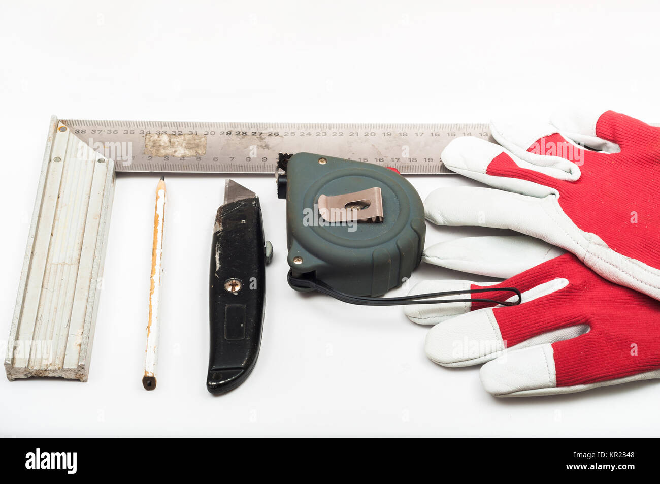 Set of construction tools on white background Stock Photo - Alamy