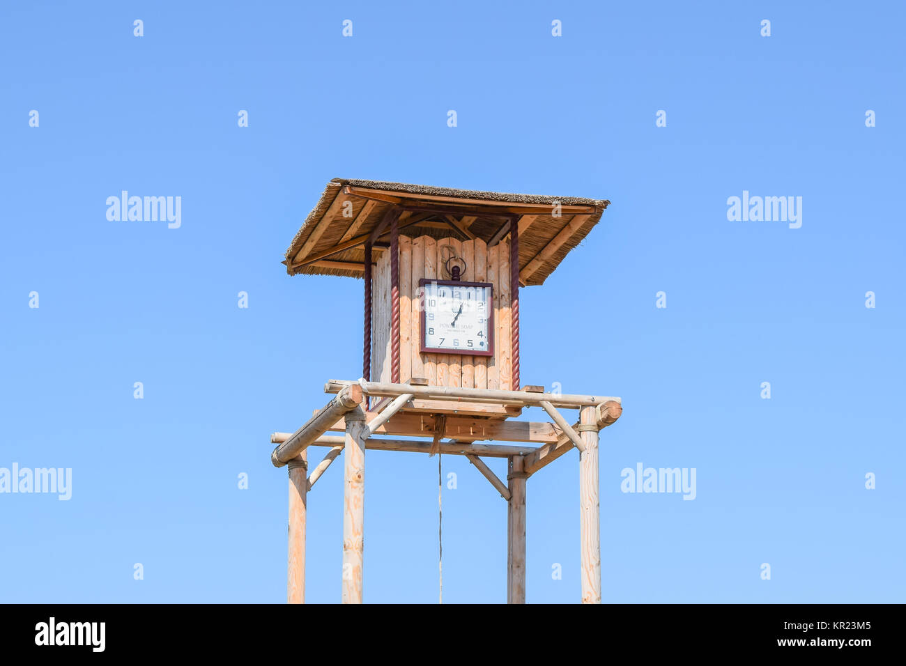 The wooden clock tower Stock Photo - Alamy