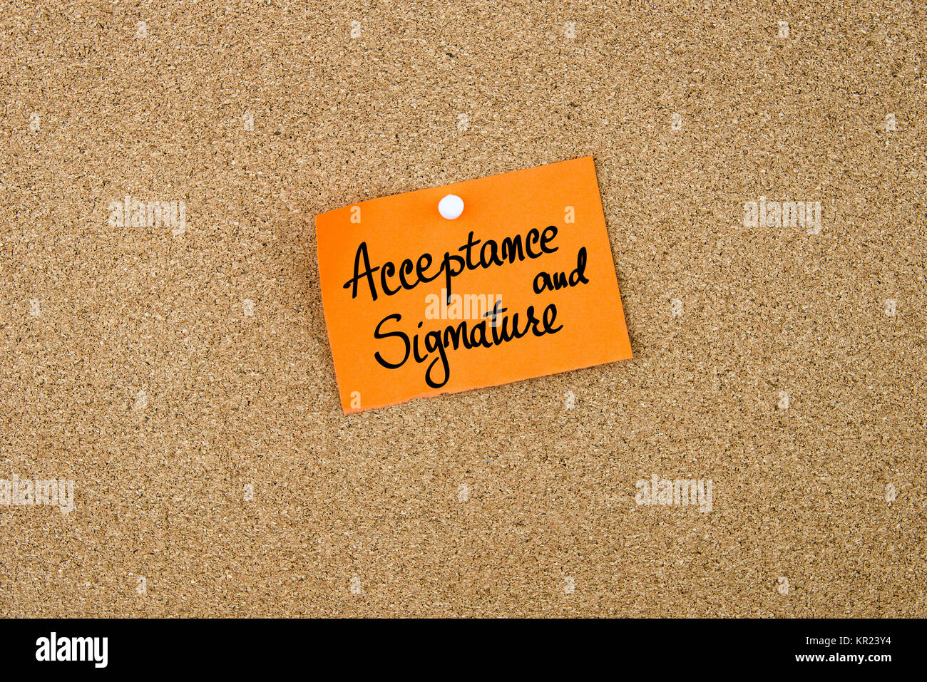 Acceptance and Signature written on orange paper note Stock Photo - Alamy