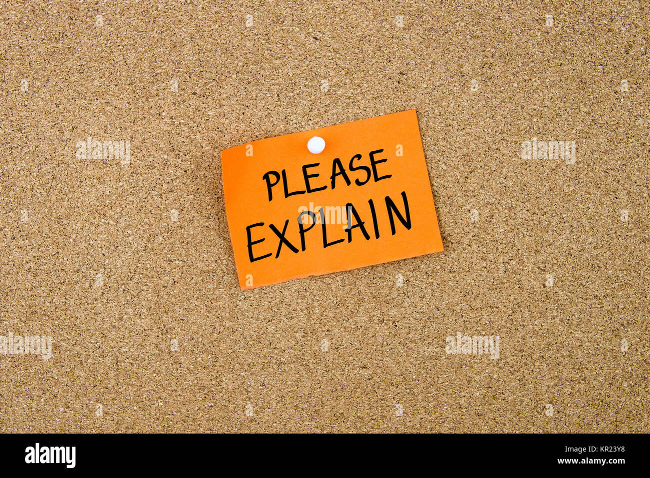 Please Explain written on orange paper note Stock Photo - Alamy