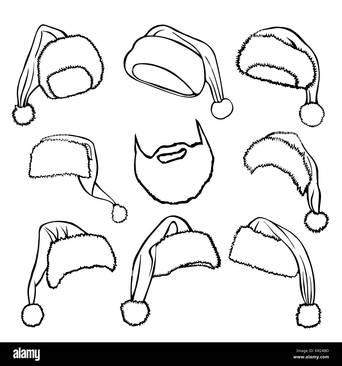 Santa Claus hat illustration, drawing, engraving, ink, line art, vector ...
