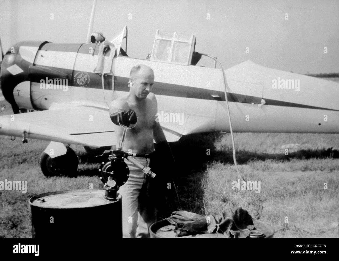 A 1955 photograph of a Mosquito Control plane and pilot in North ...