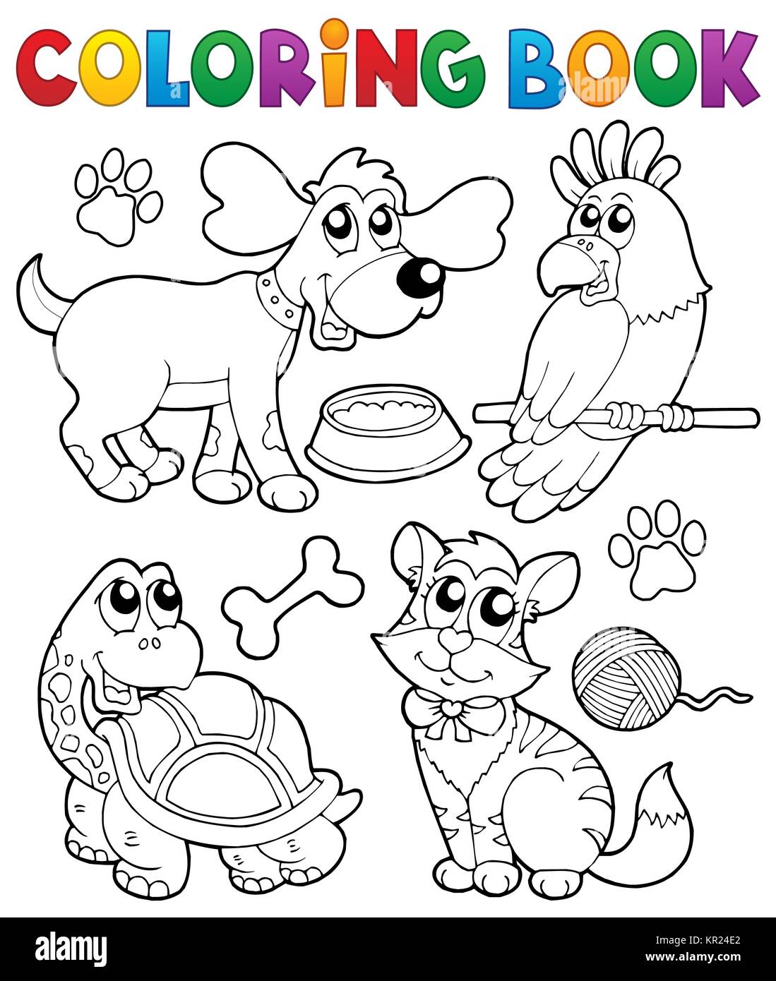 Coloring book with pets 3 Stock Photo - Alamy
