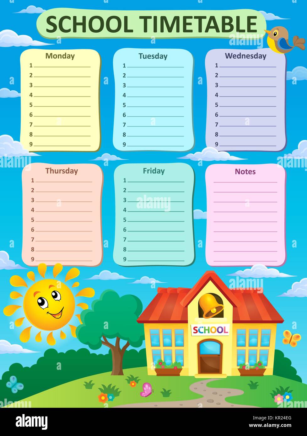 Weekly school timetable theme 2 Stock Photo - Alamy