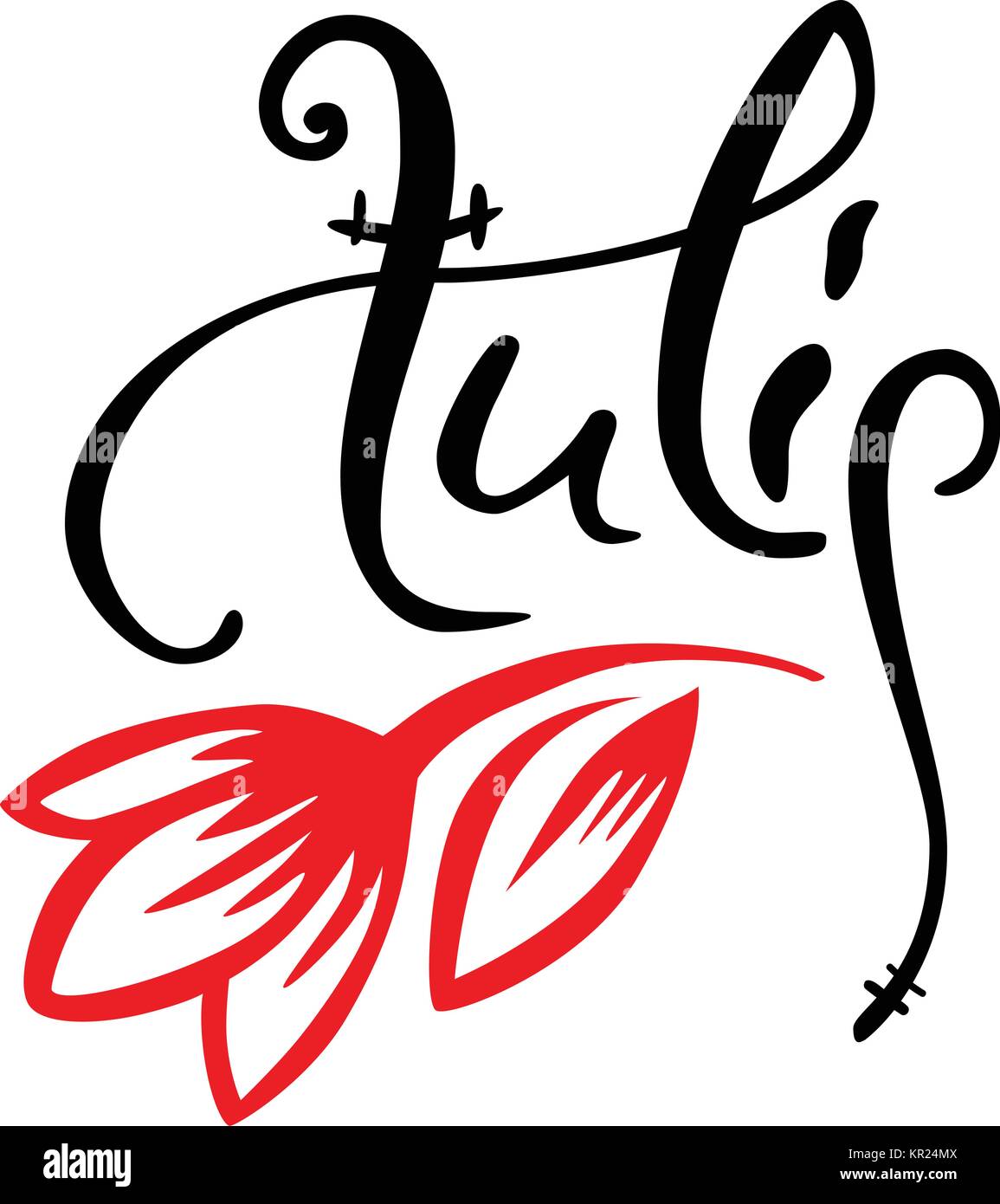 Old style lettering, Calligraphy. Word Tulip with hand drawn red vector ...