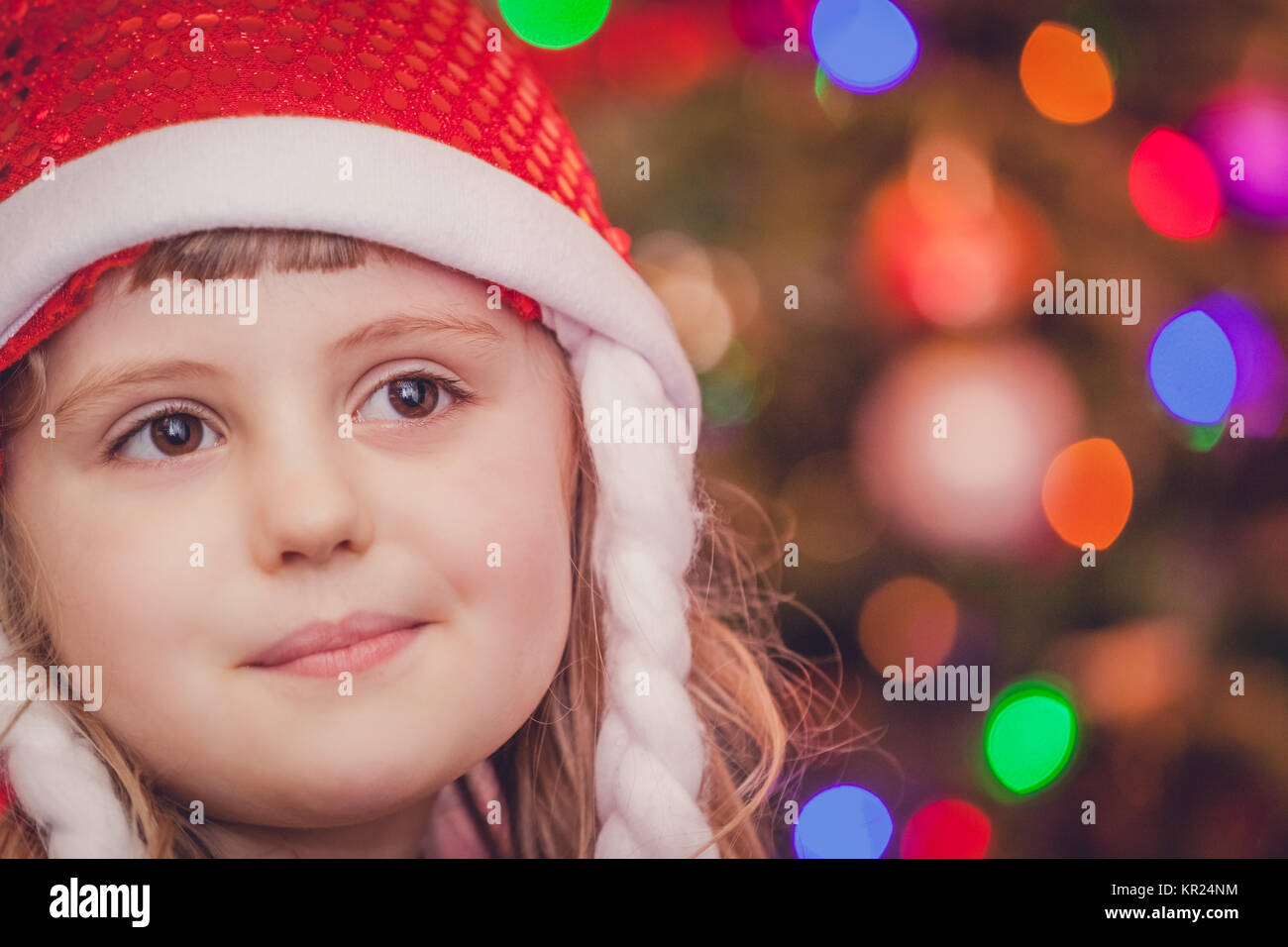 Cute Christmas girl portrait Stock Photo - Alamy