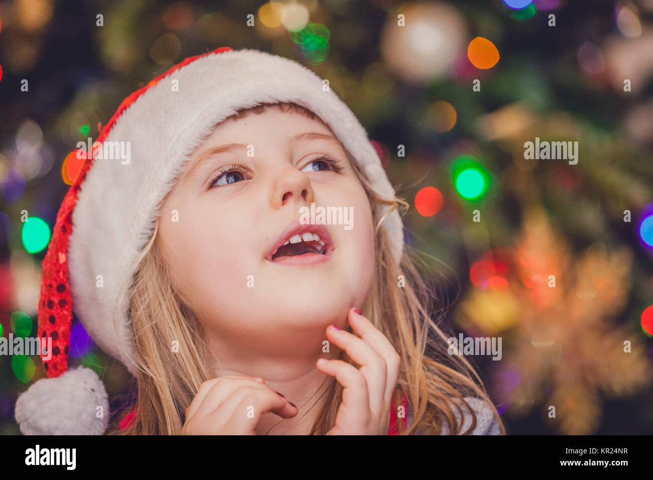 Cute Christmas girl portrait Stock Photo - Alamy