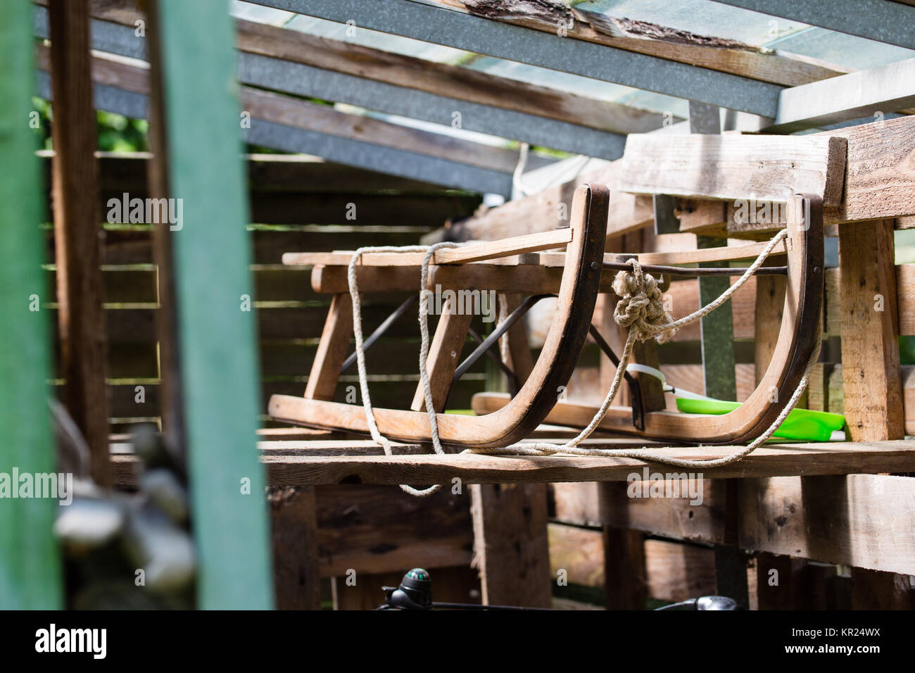 A Wooden carriage sledge for winter sled Stock Photo - Alamy