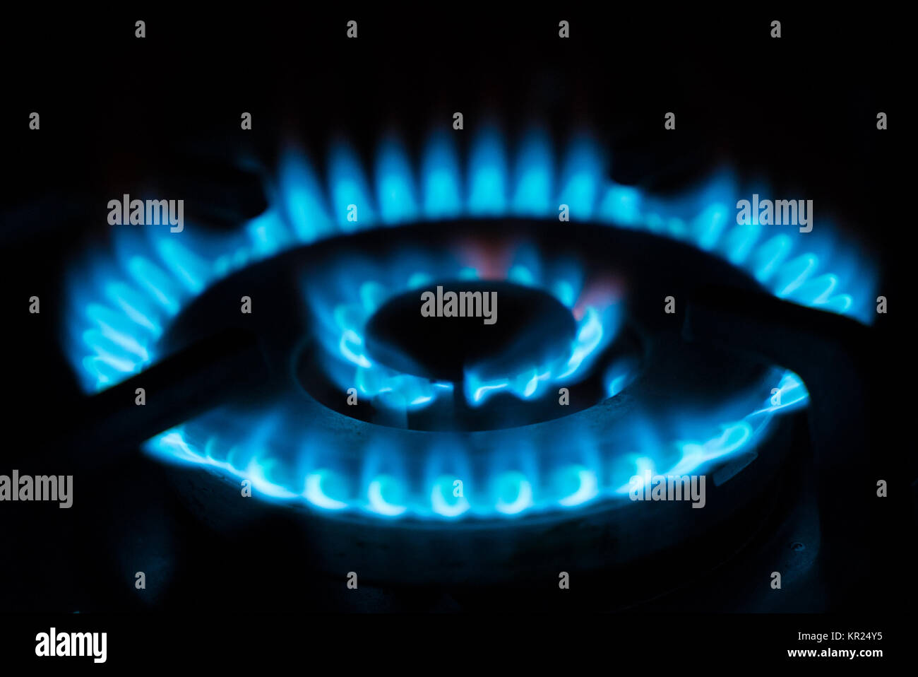 fossil energy Gas Flames fire blue yellow Stock Photo - Alamy