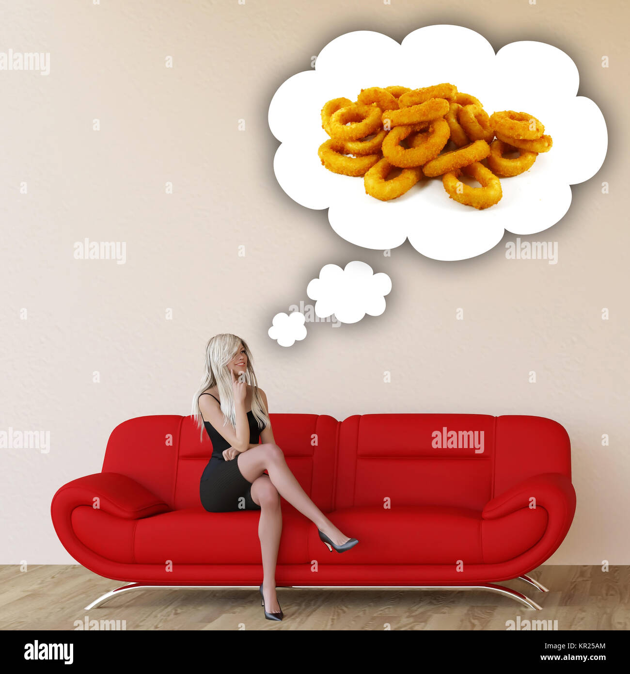 Woman Craving Onion Rings Stock Photo - Alamy