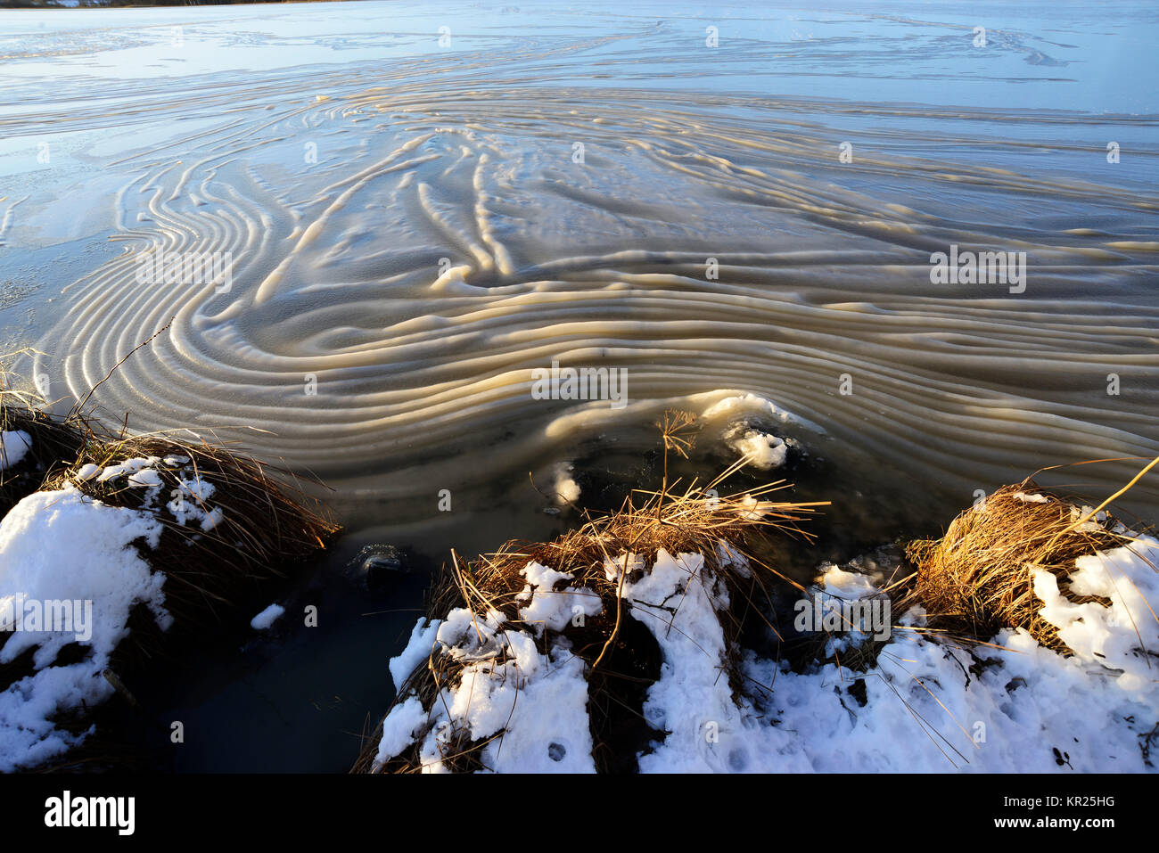 wrinkled ice on the surface of the lake in Finland, an interesting ...