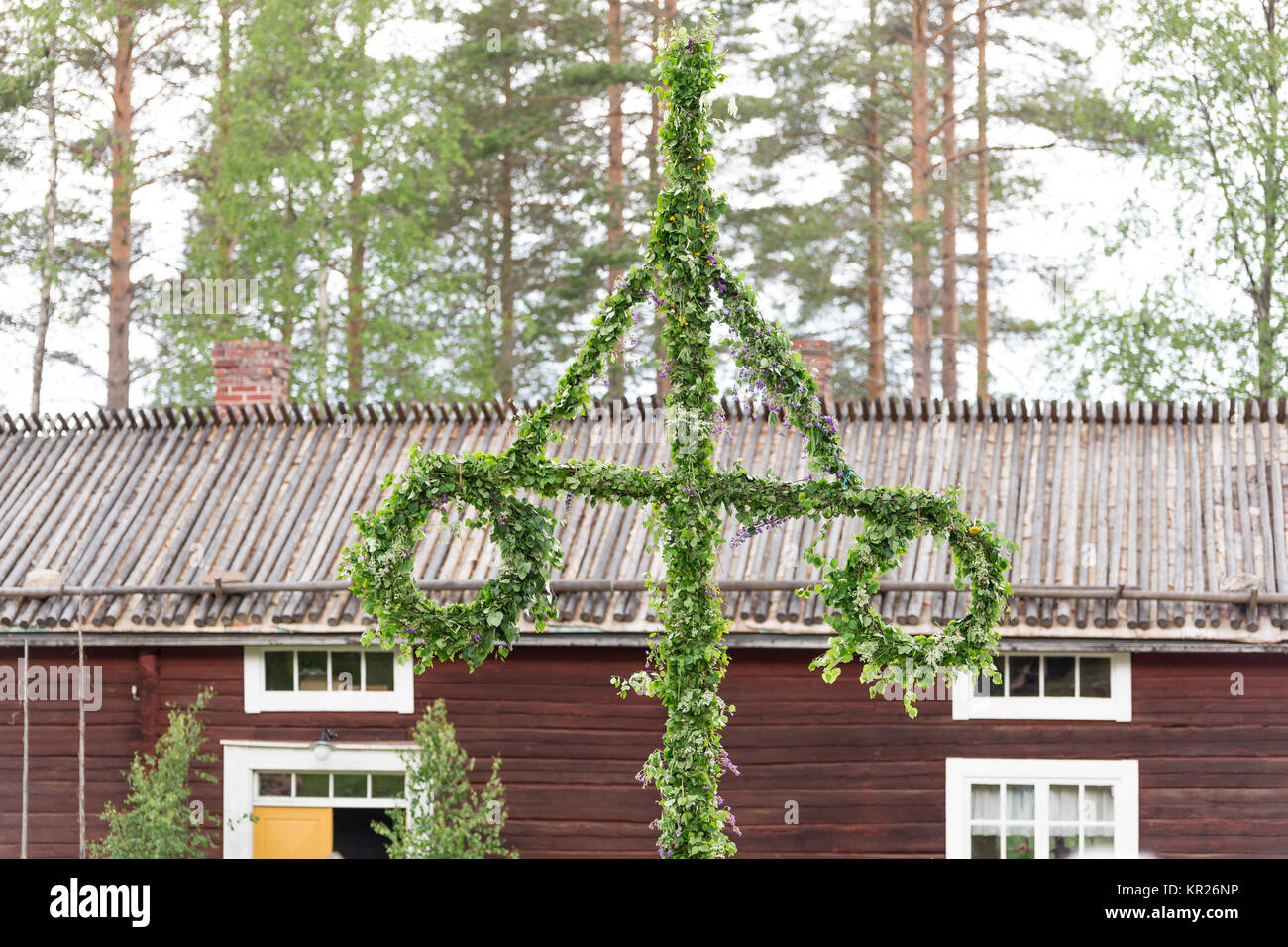 Swedish Traditional Midsummer Pole (Maypole Stock Photo - Alamy