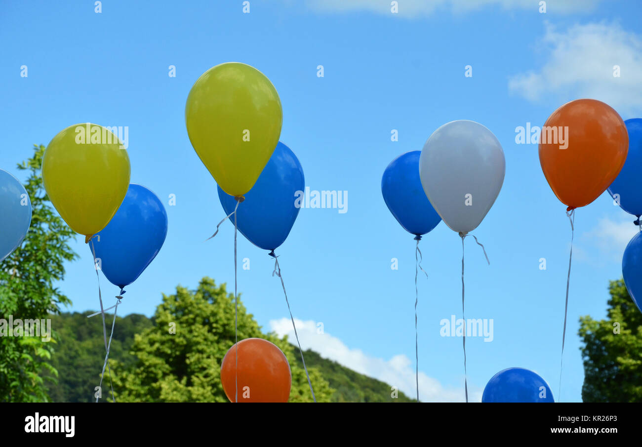 colorful balloons rise in the sky Stock Photo - Alamy