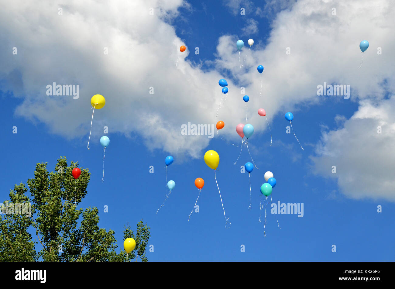 colorful balloons rise in the sky Stock Photo - Alamy
