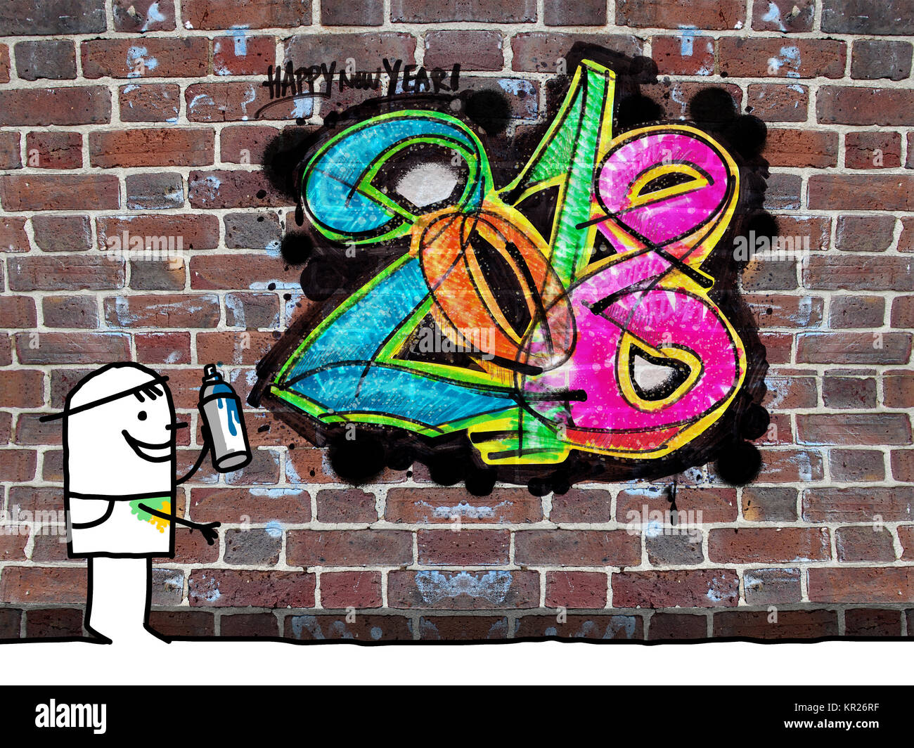 Painter and Fresh Graffiti 2018 on a Wall Stock Photo - Alamy