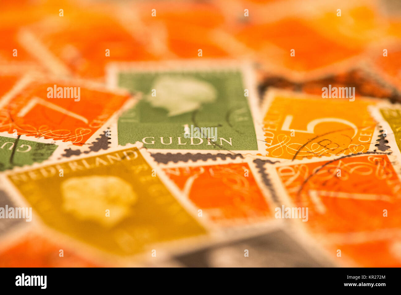collection of old dutch cents and guldens (guilders) stamps Stock Photo ...