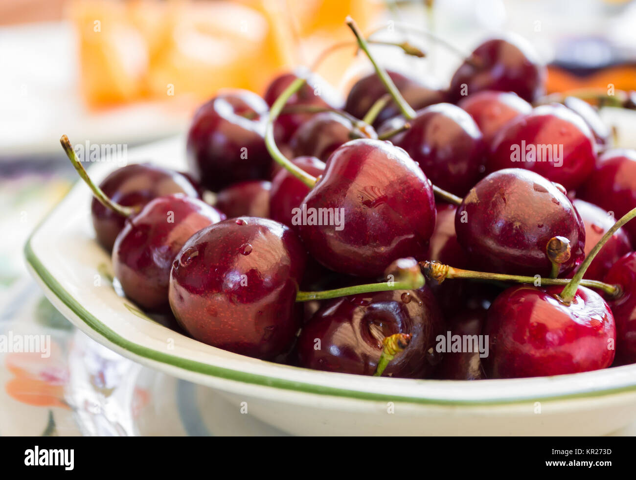 Plate with cherry Stock Photo - Alamy