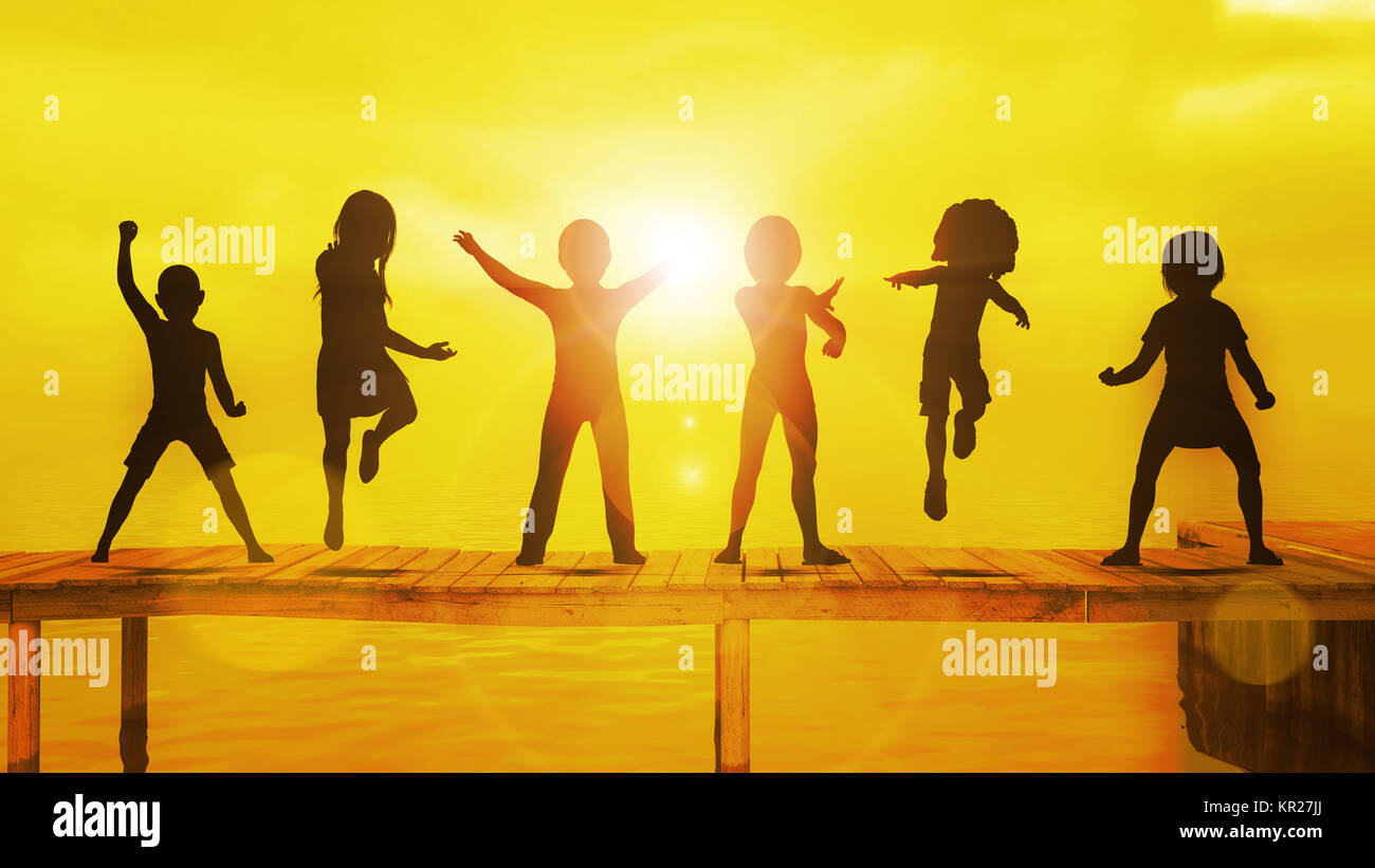 Kids Playing in the Summertime Stock Photo - Alamy